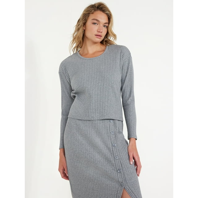 Time and Tru Women's Scoop Neck Rib Knit Top, Sizes XS-XXL - Walmart.com