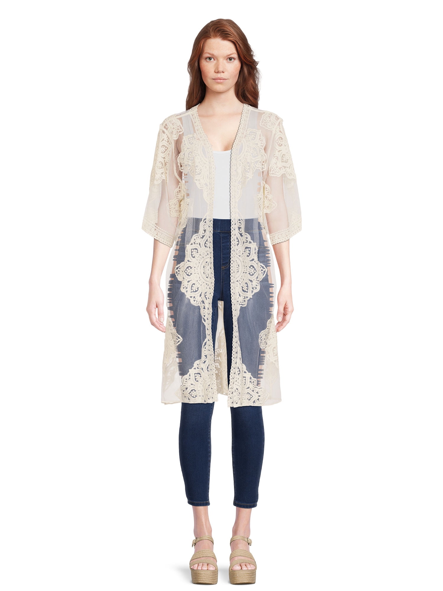 Time and Tru Women's Semi-Sheer Lace Layering Top - Walmart.com