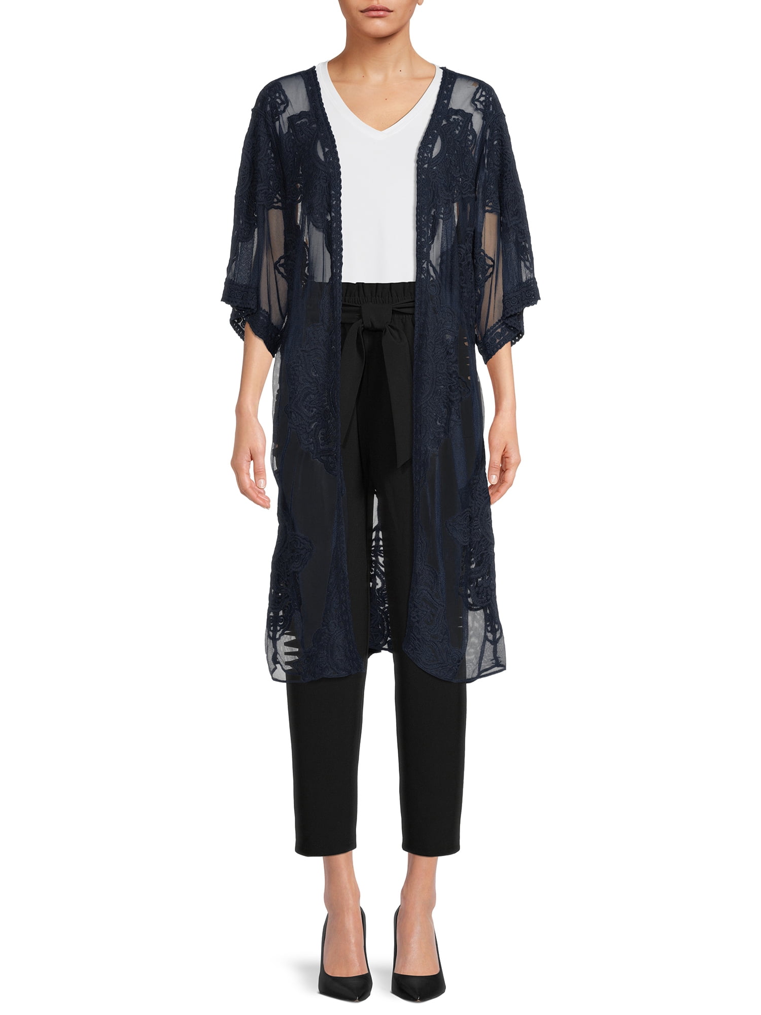 Time and Tru Women's Semi-Sheer Lace Layering Top - Walmart.com