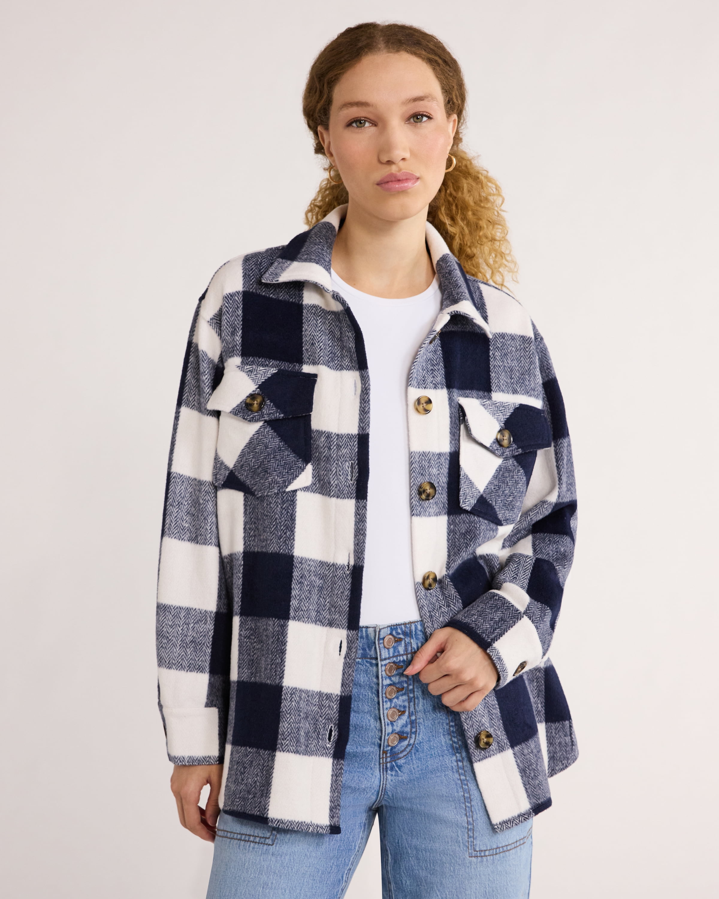 Time and Tru Women's Button Front Shacket, Sizes S-XXXL - Walmart ...