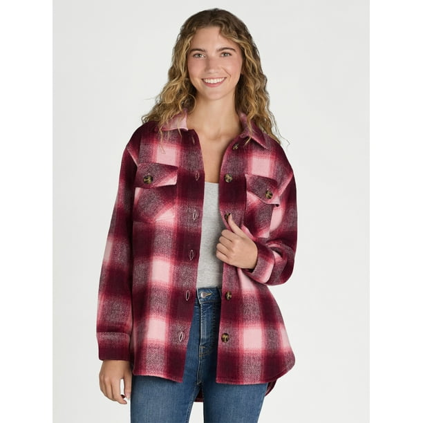 Time and Tru Women's Button Front Shacket, Sizes S-XXXL - Walmart ...