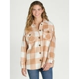 Time and Tru Women's Button Front Shacket, Sizes S-XXXL - Walmart.com