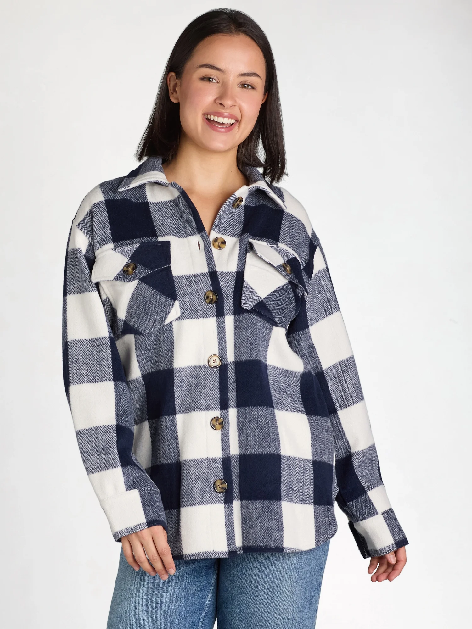 Time and Tru Women's Button Front Shacket, Sizes S-XXXL - Walmart.com