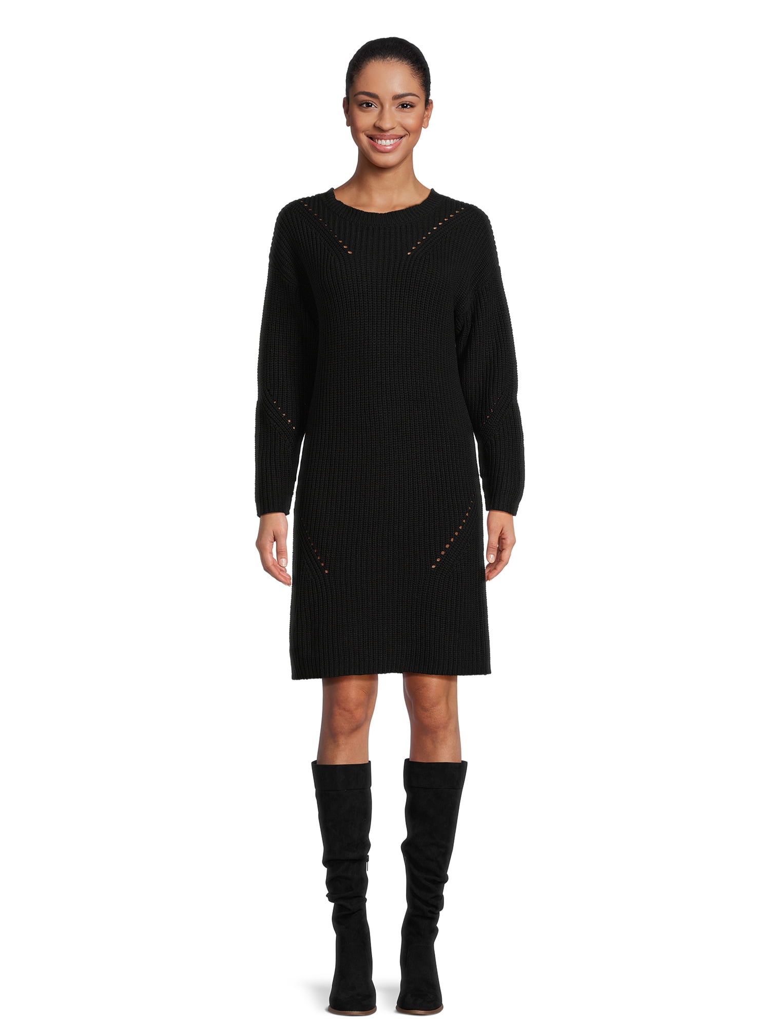 Time and Tru Women's Shaker Knit Sweater Dress, Sizes XS-XXXL - Walmart.com