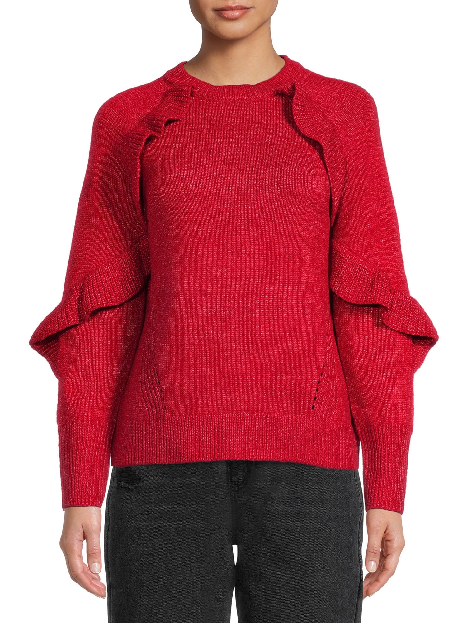 Time and Tru women's Shimmering Ruffle Sweater - Walmart.com