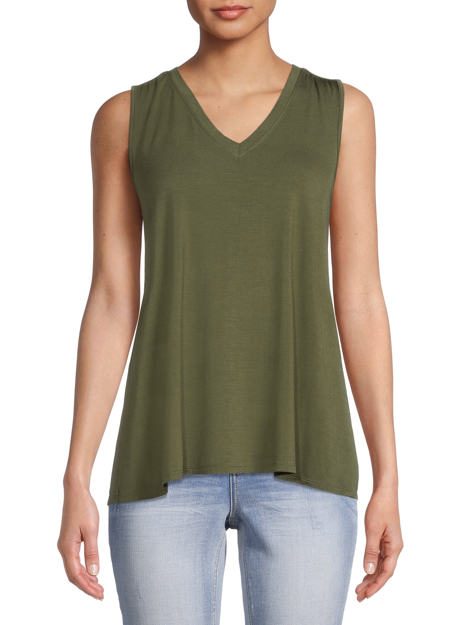 Time and Tru Women's Shirred Shoulder Tank Top - Walmart.com