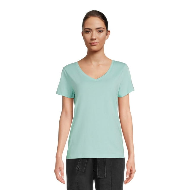 Time and Tru Women's Short Sleeve Core V-Neck Tee (2 Pack) - Walmart.com