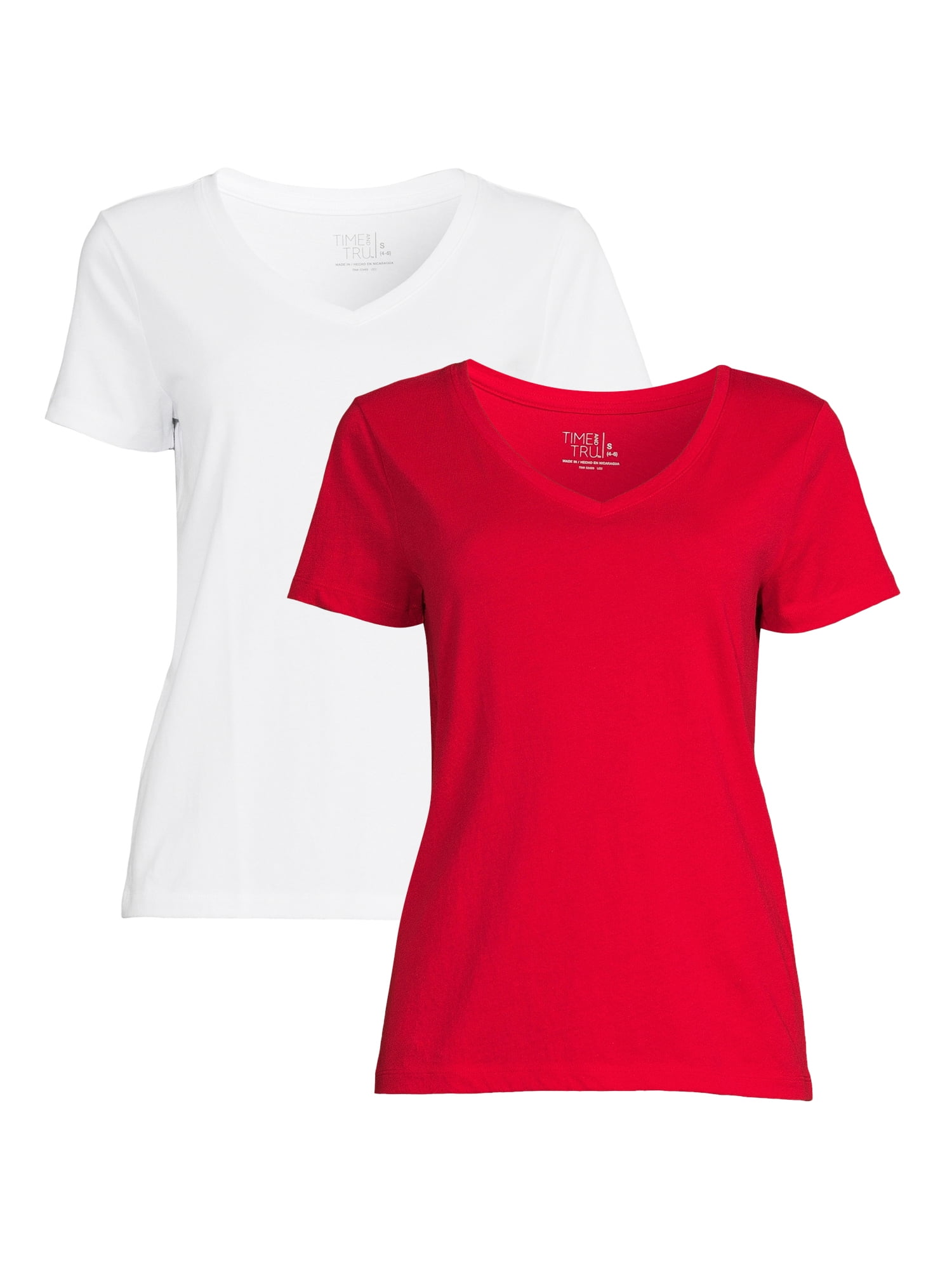 Time and Tru Women's Short Sleeve Core V-Neck Tee (2 Pack) - Walmart.com