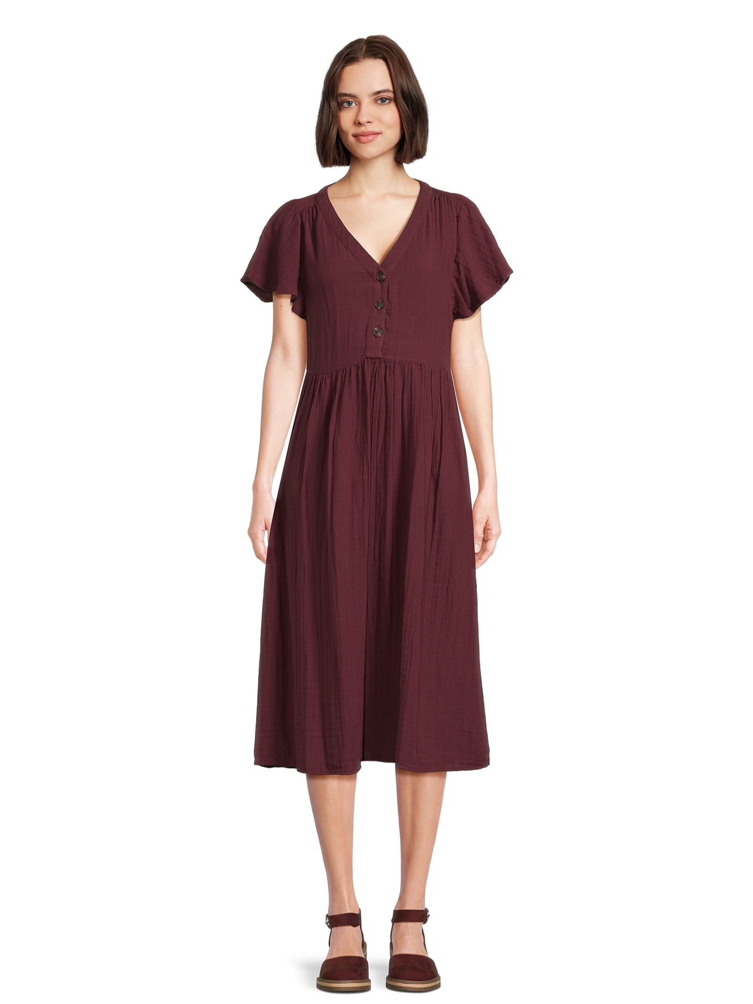Time and Tru Women's Short Sleeve Double Cloth Dress - Walmart.com