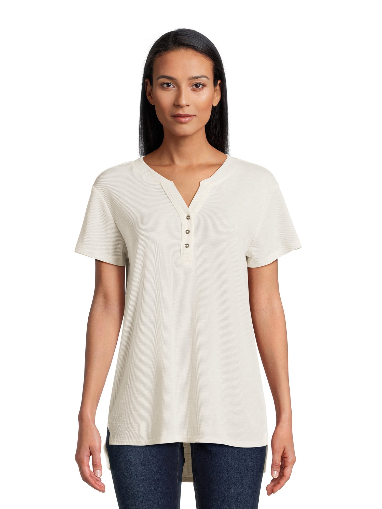 Time and Tru Women's Short Sleeve Henley - Walmart.com