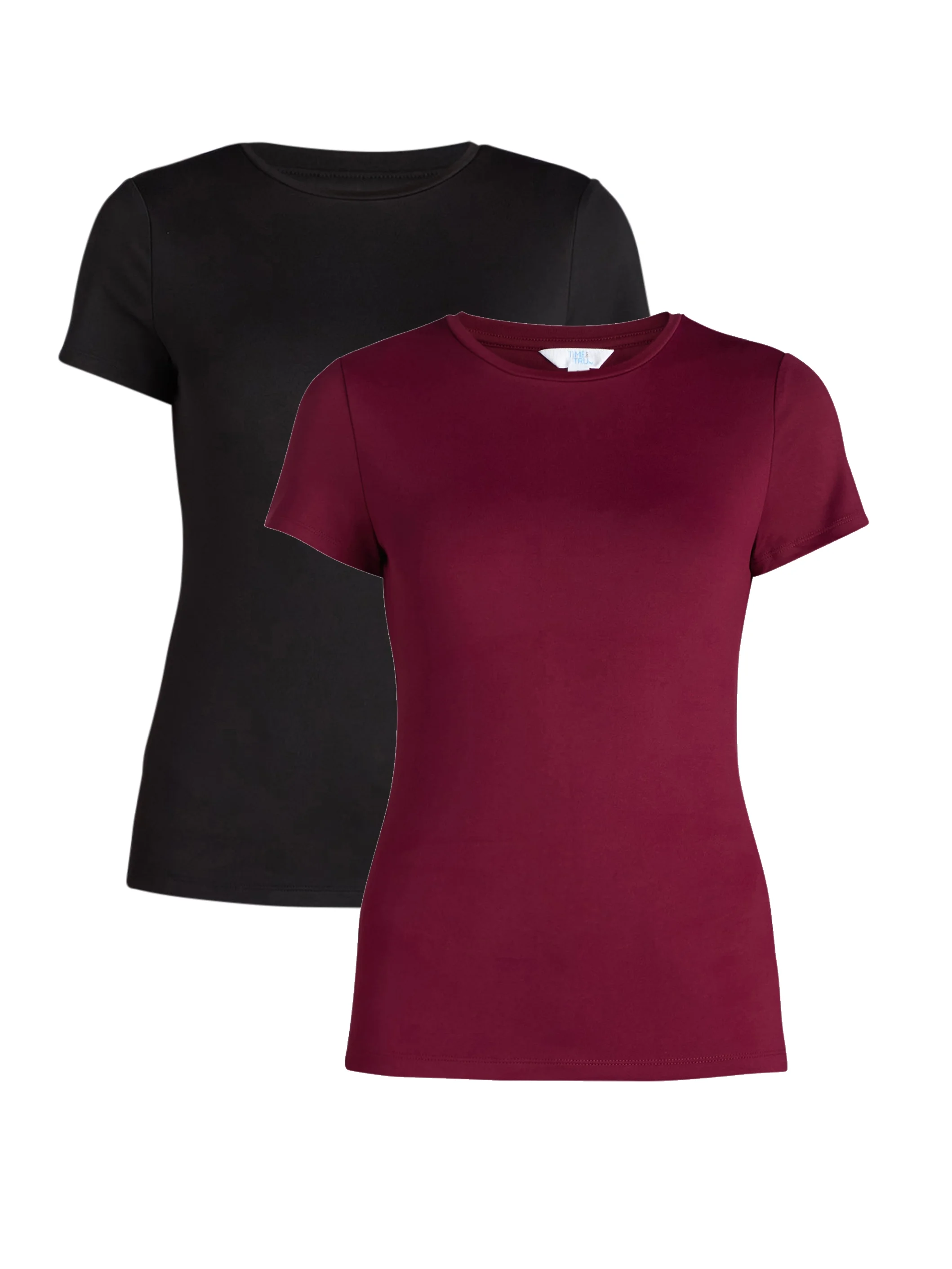 Time and Tru Women's Smoothing Tee with Short Sleeves, 2-Pack, Sizes XS ...