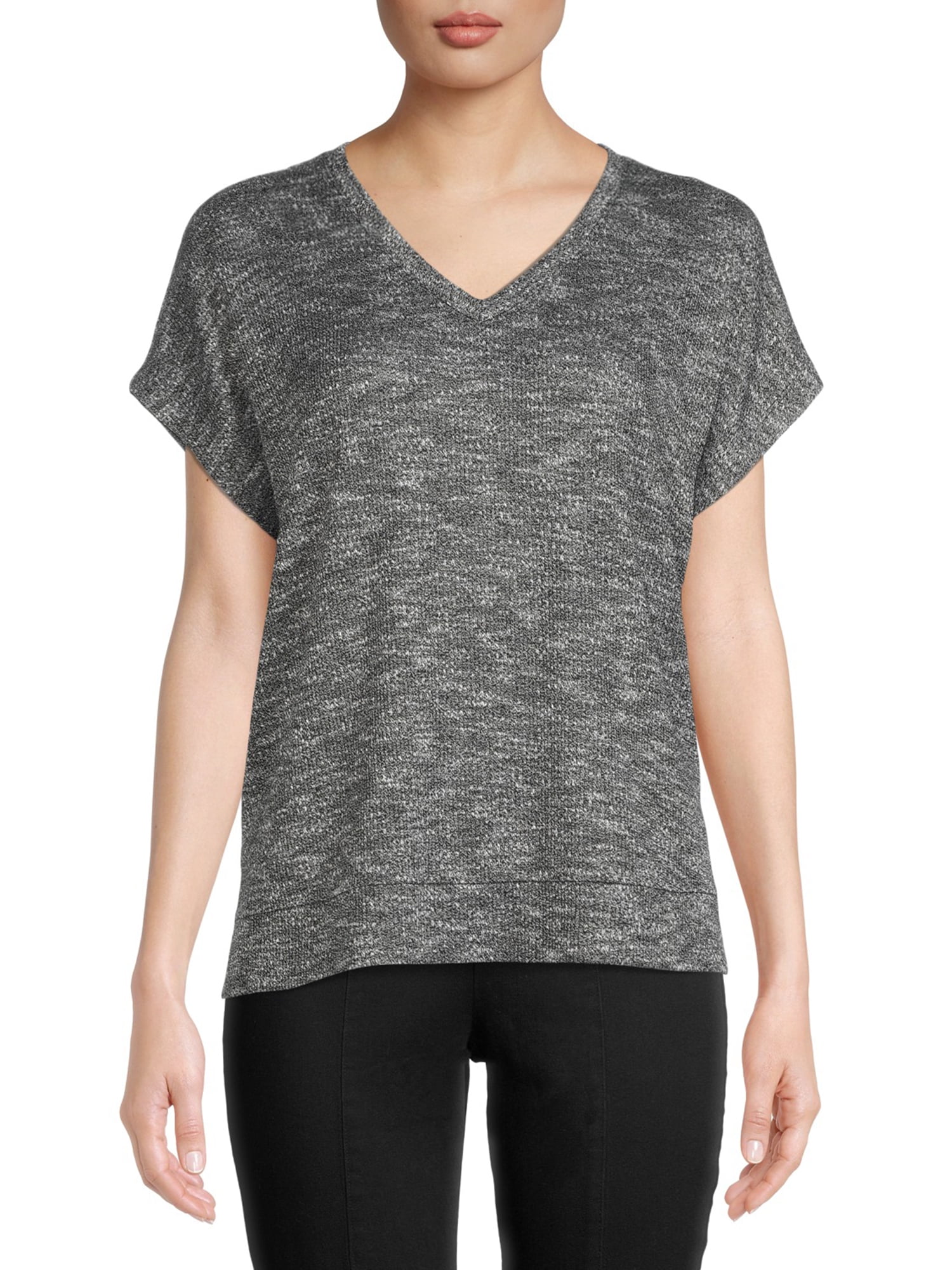 Time and Tru Women's Short Sleeve Textured Top - Walmart.com