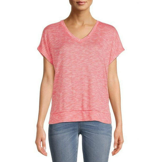 Time and Tru Women's Short Sleeve Textured Top - Walmart.com