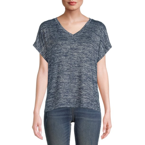 Time and Tru Women's Short Sleeve Textured Top - Walmart.com