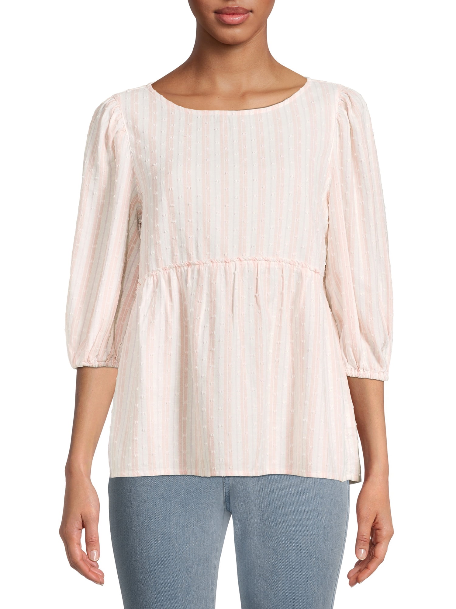 Time and Tru Women's Short Sleeve Textured Top - Walmart.com