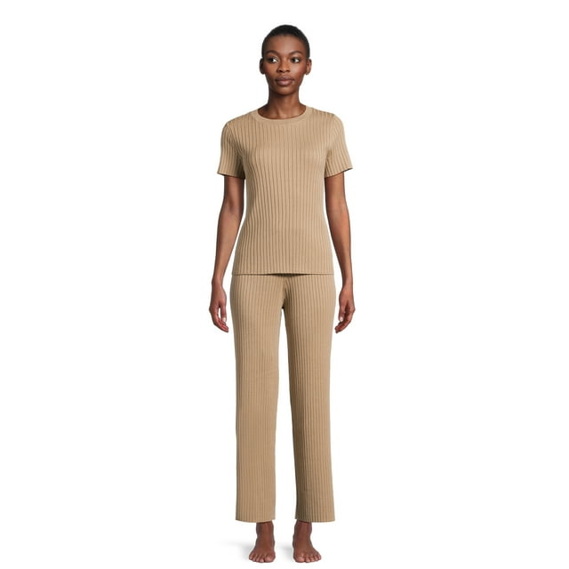 Time and Tru Women's Short Sleeve Top and Wide Leg Pants Set, 2-Piece, Sizes XS-XXXL - Walmart.com