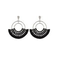 Time and Tru Women's Silver-Tone Black Fringe Thread Hoop Earring ...