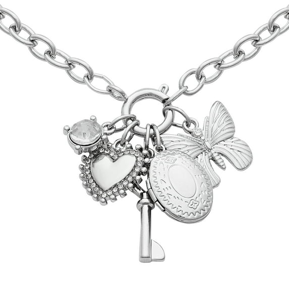 Time and Tru Women's Silver-Tone Interchangeable Charm Necklace with ...
