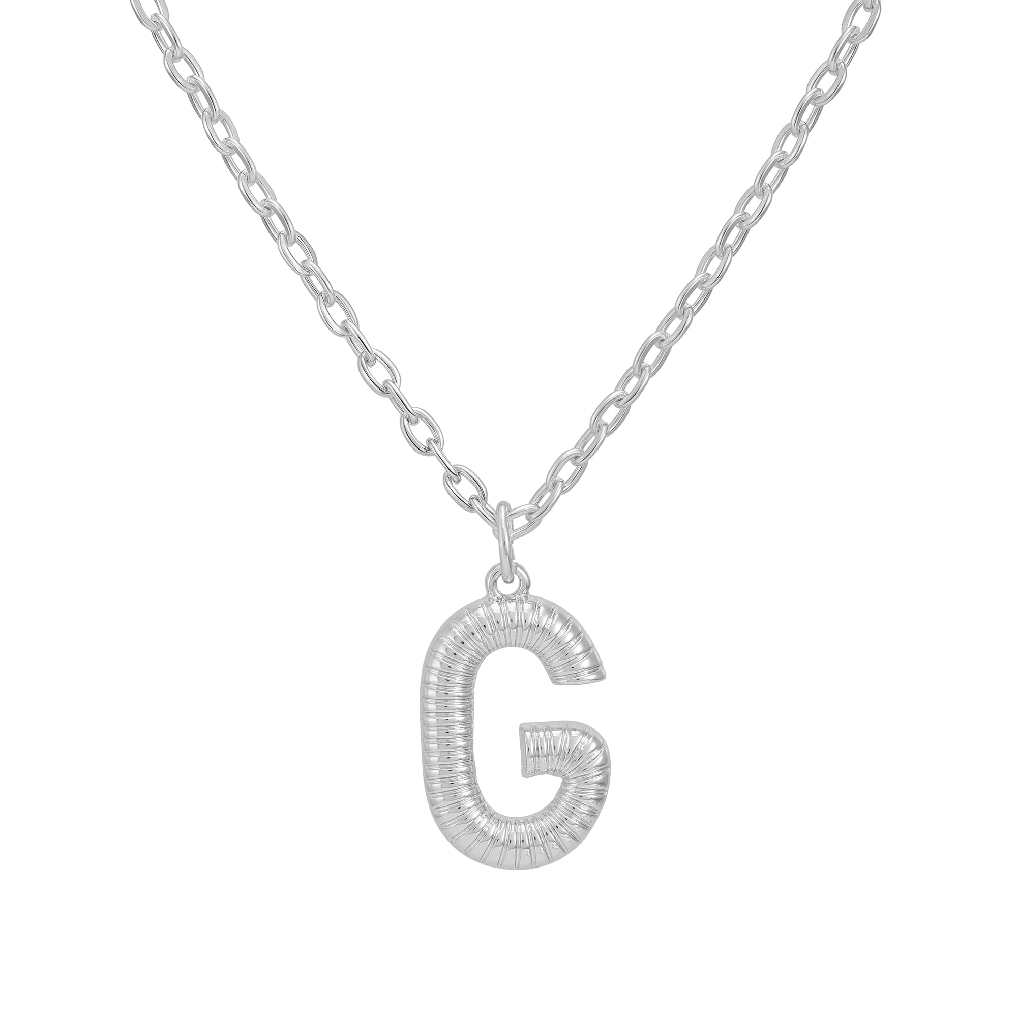Time and Tru Women's Silvertone Initial G Necklace with Giftable Pouch ...
