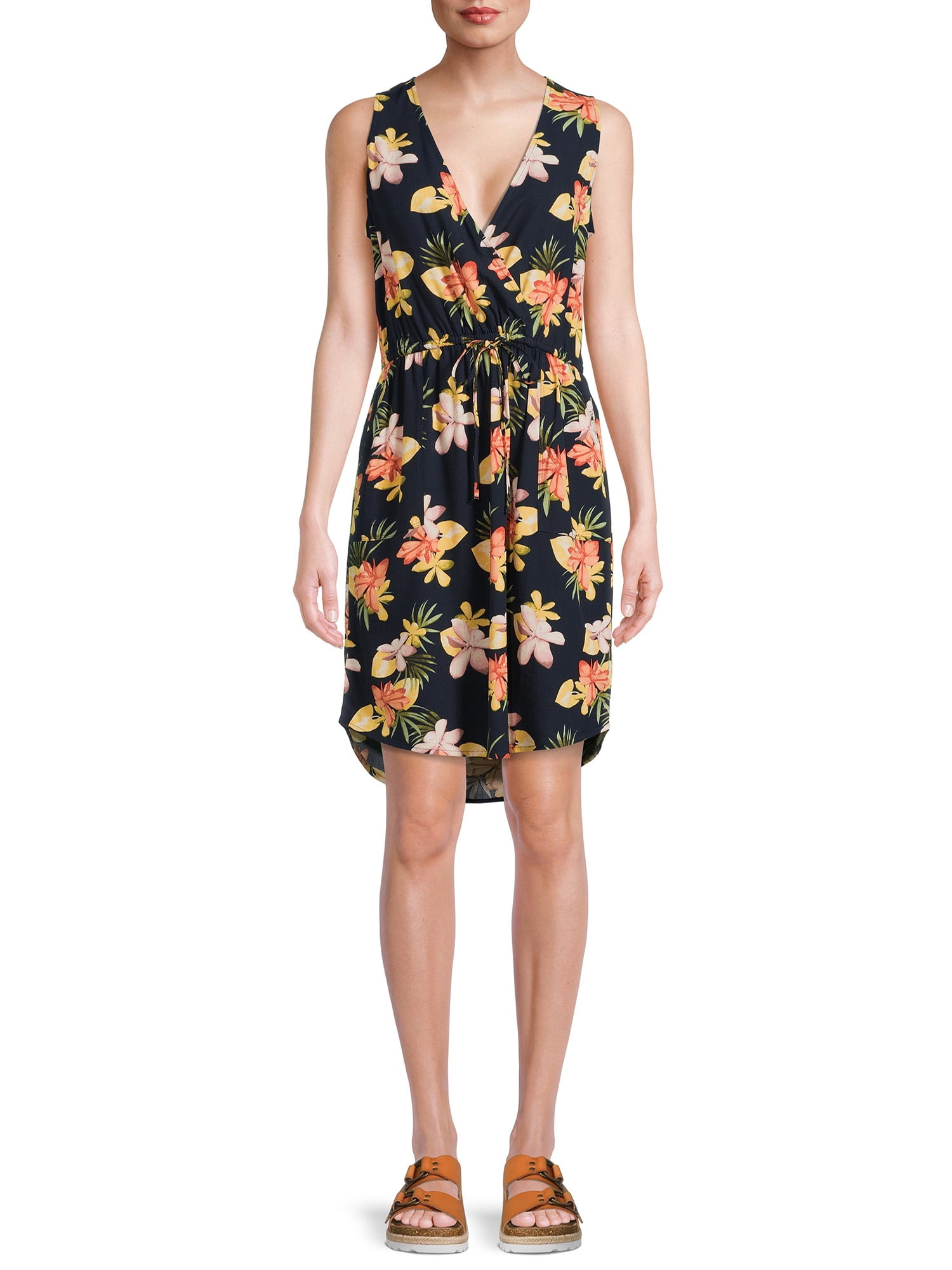 Time and Tru Women's Sleeveless Double Cloth Midi Dress - Walmart.com