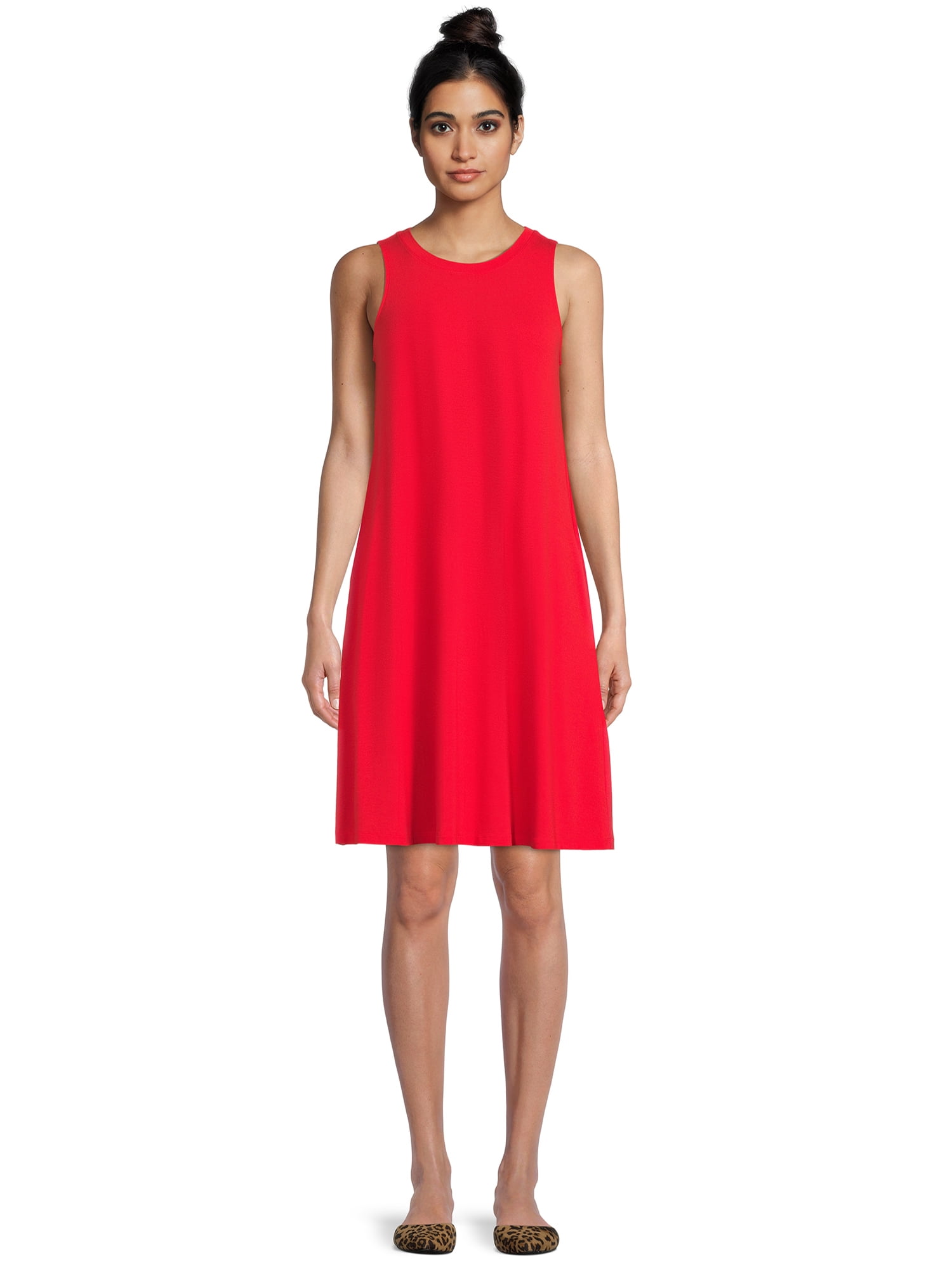 Time and Tru Women's Sleeveless Knit Dress A-Line Silhouette Dresses ...