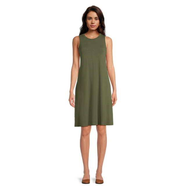 Time and Tru Women's Sleeveless Knit Swing Dress, Sizes XS-XXXL ...