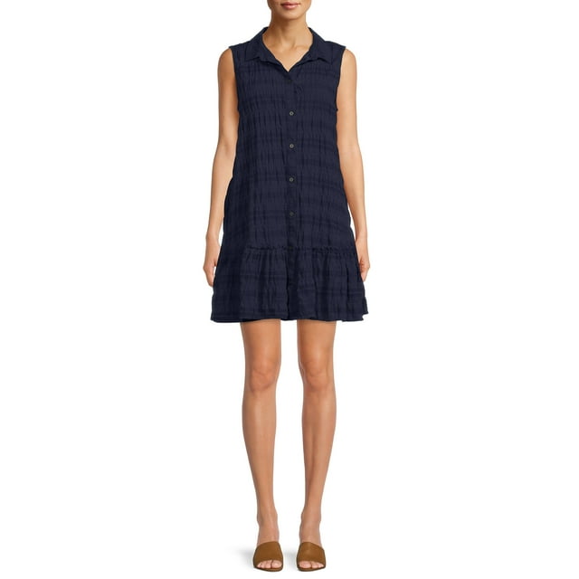 Time and Tru Women's Sleeveless Shirt Dress - Walmart.com Time and Tru Women's Sleeveless Shirt Dress - Walmart.com