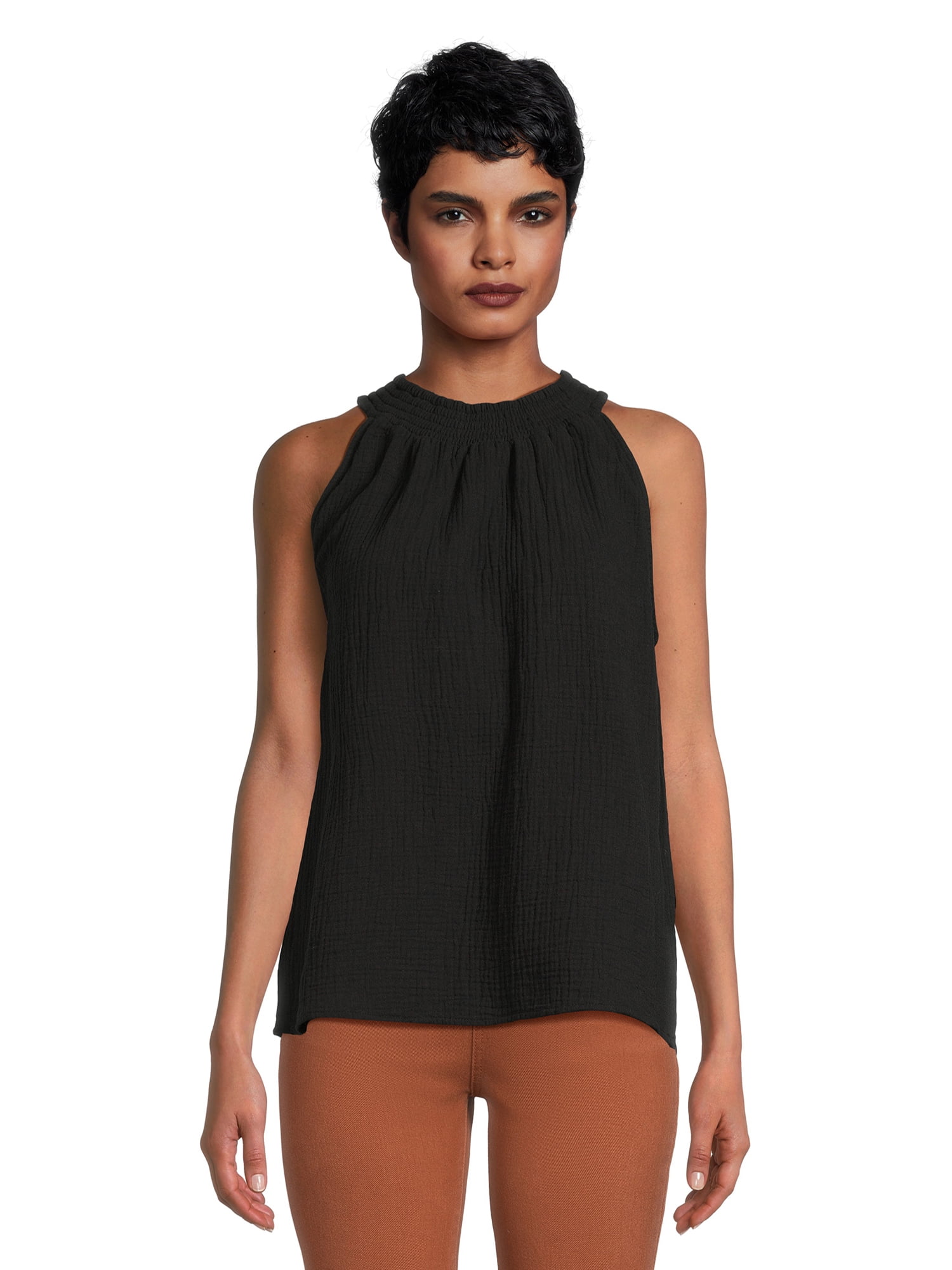 Time and Tru Smocked Halter Top - Cotton - Sizes S-XXXL - Walmart.com