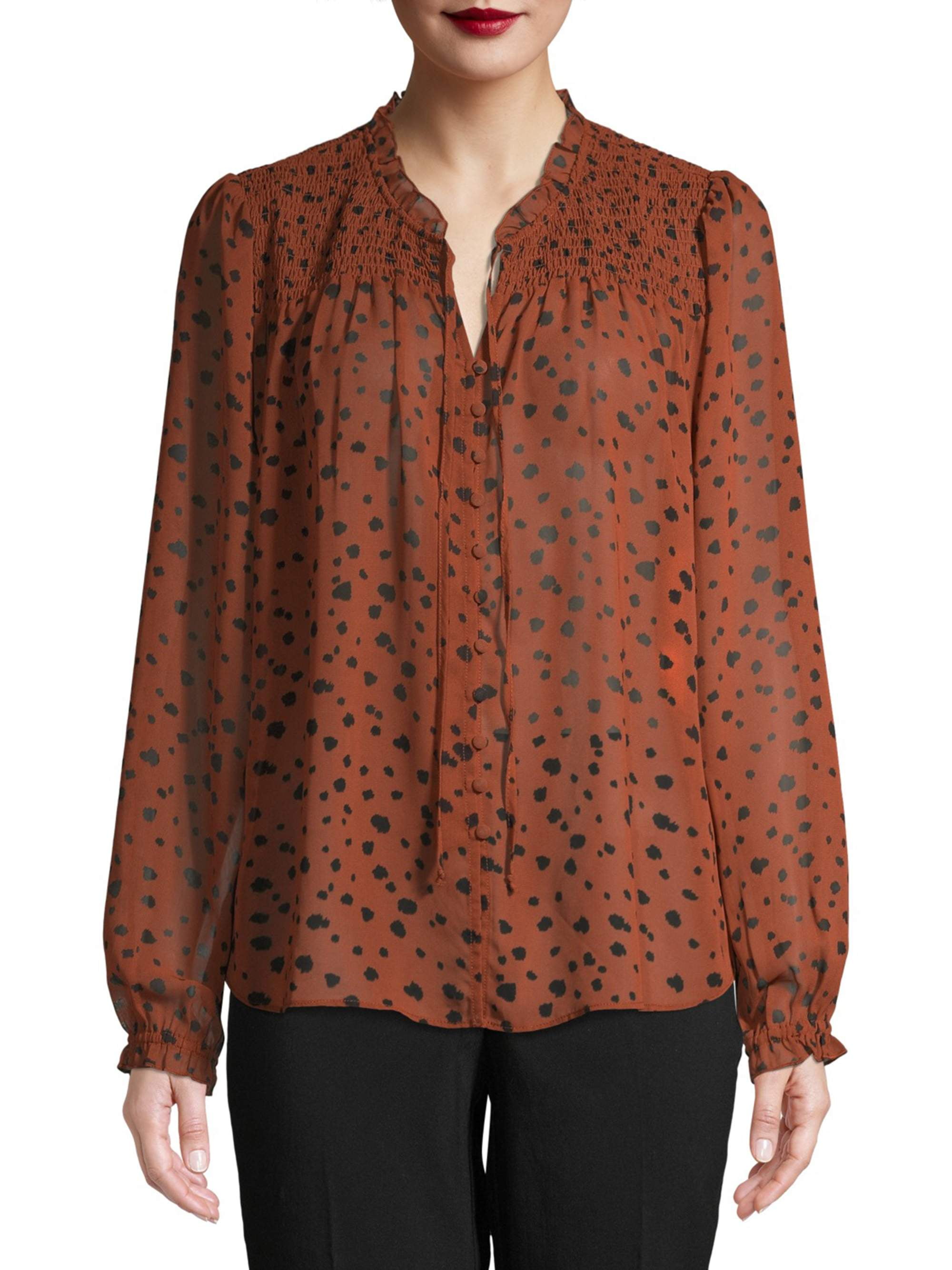 Time and Tru Women's Smocked Peasant Top - Walmart.com