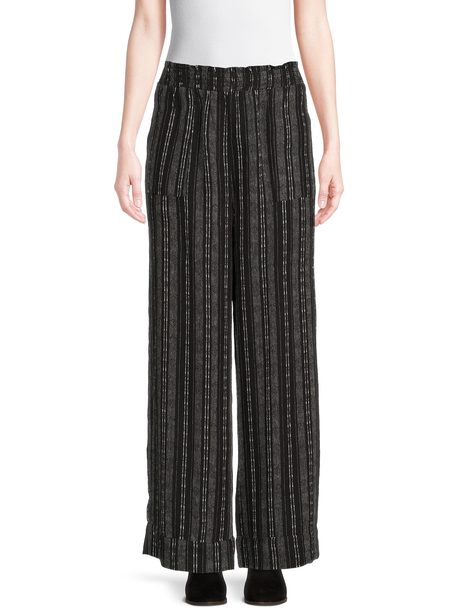 Time and Tru Women's Smocked Waist Linen Pants - Walmart.com