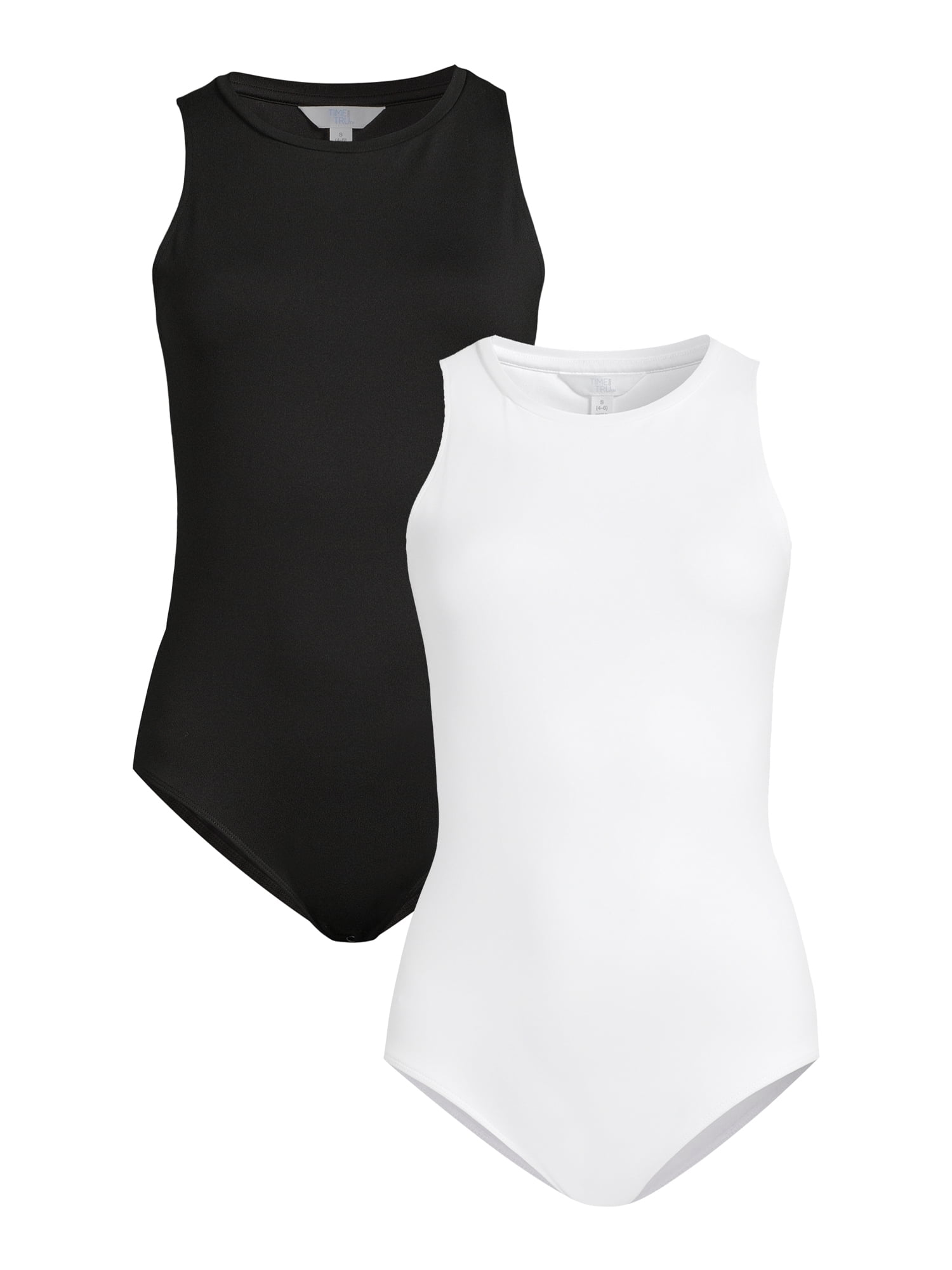 Time and Tru Women's Smoothing Sleeveless Bodysuit, 2 Pack, Sizes XS ...