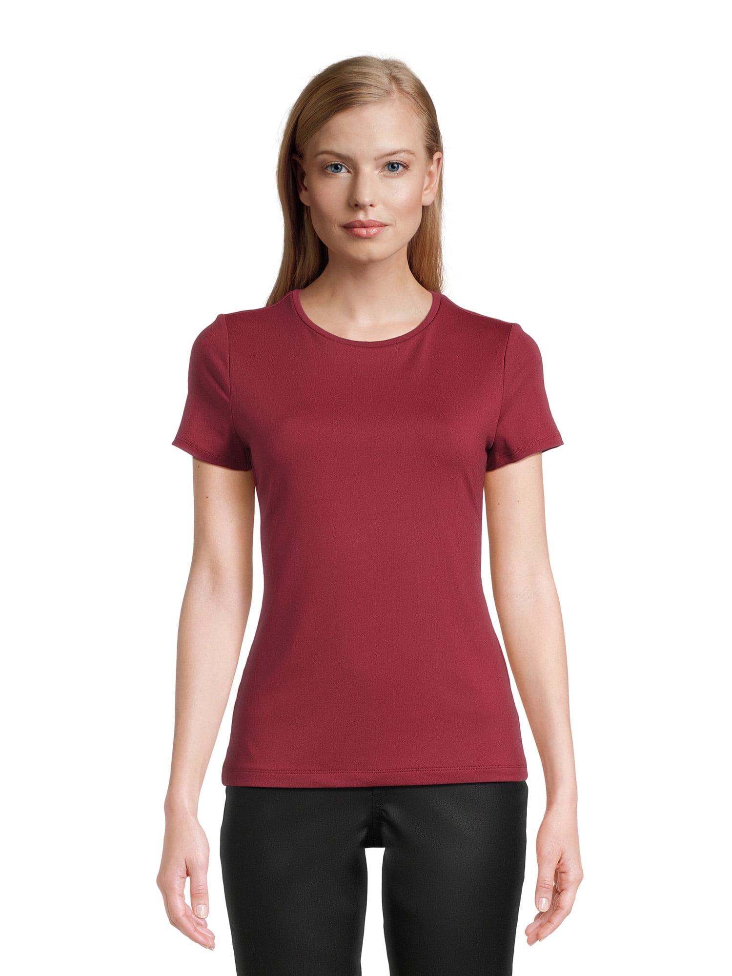 Time and Tru Women's Smoothing Tee with Short Sleeves, Sizes XS-XXXL - Walmart.com