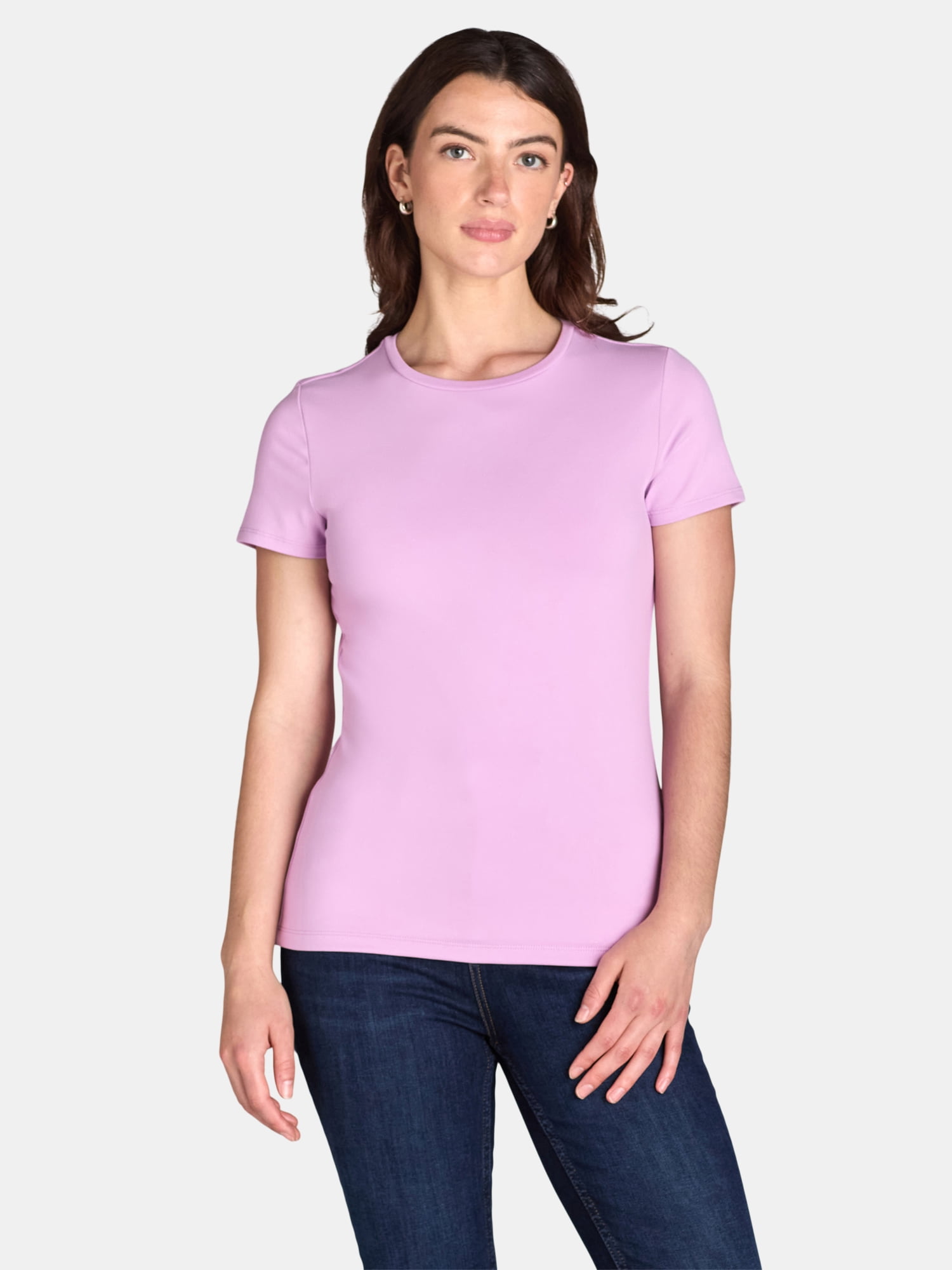 Time and Tru Women's Smoothing Tee with Short Sleeves, 2-Pack, Sizes XS ...