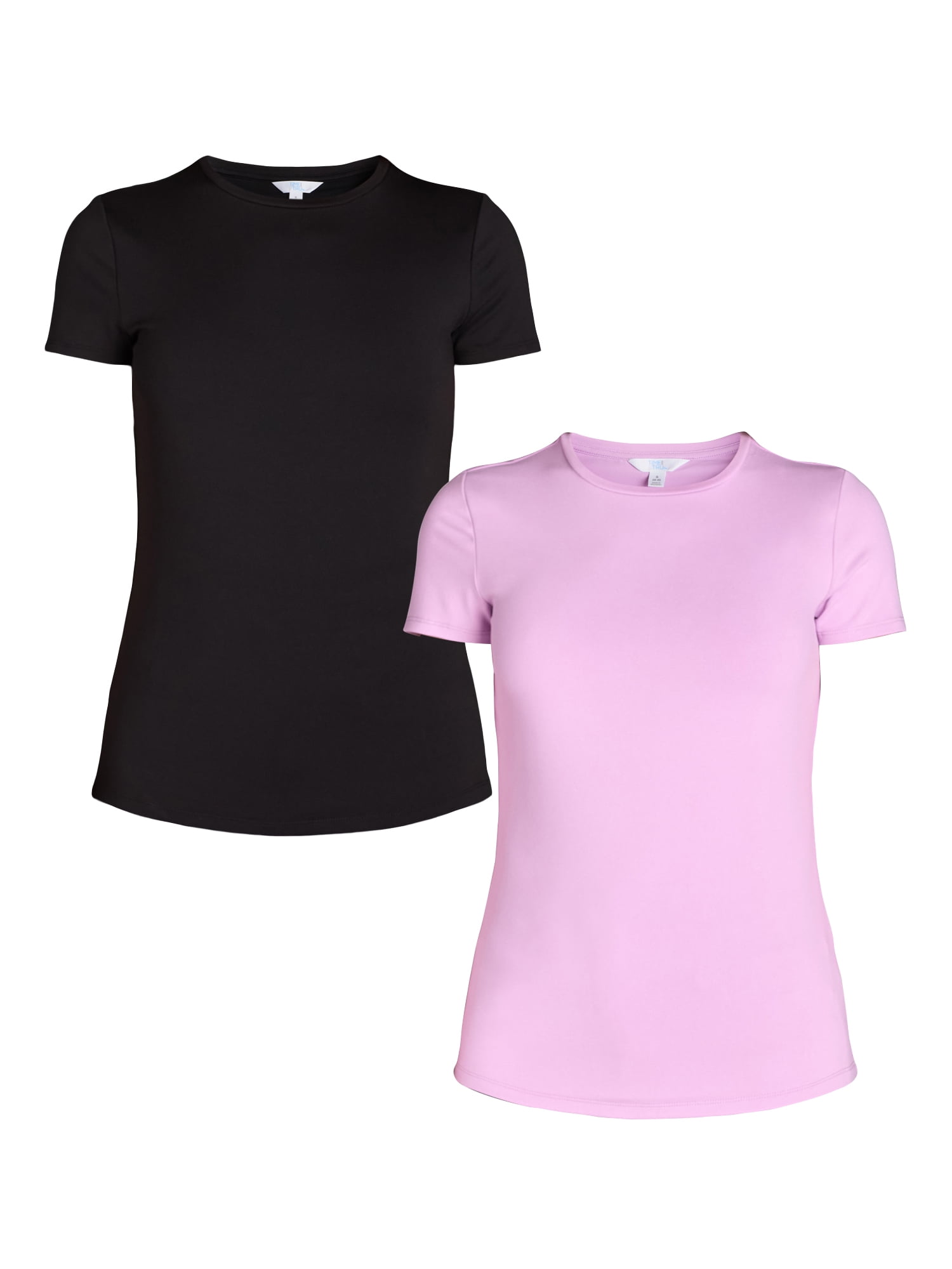 Time and Tru Women's Smoothing Tee with Short Sleeves, 2-Pack, Sizes XS ...