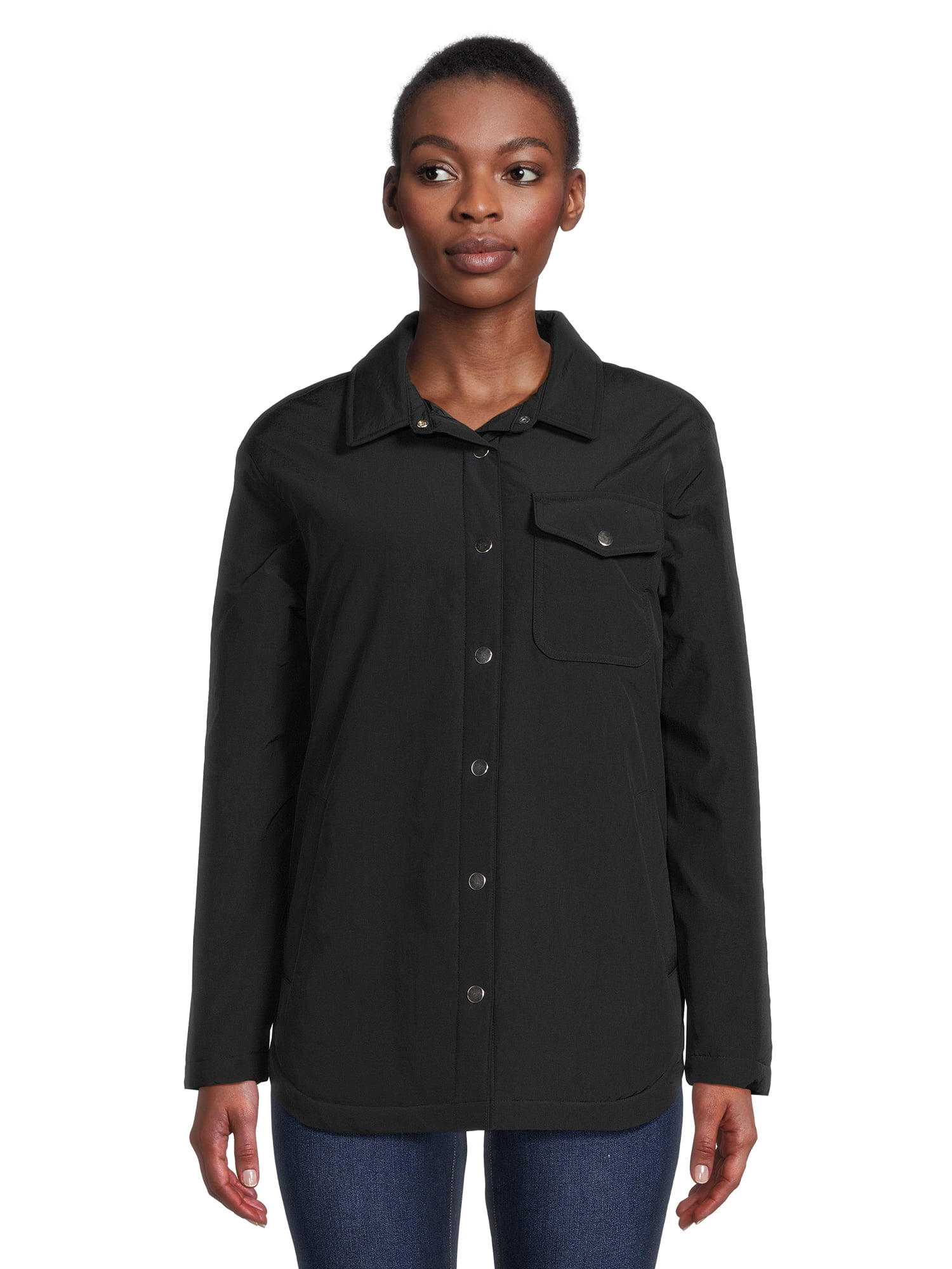 Time and Tru Women's Snap Front Shacket, Sizes XS-XL - Walmart.com