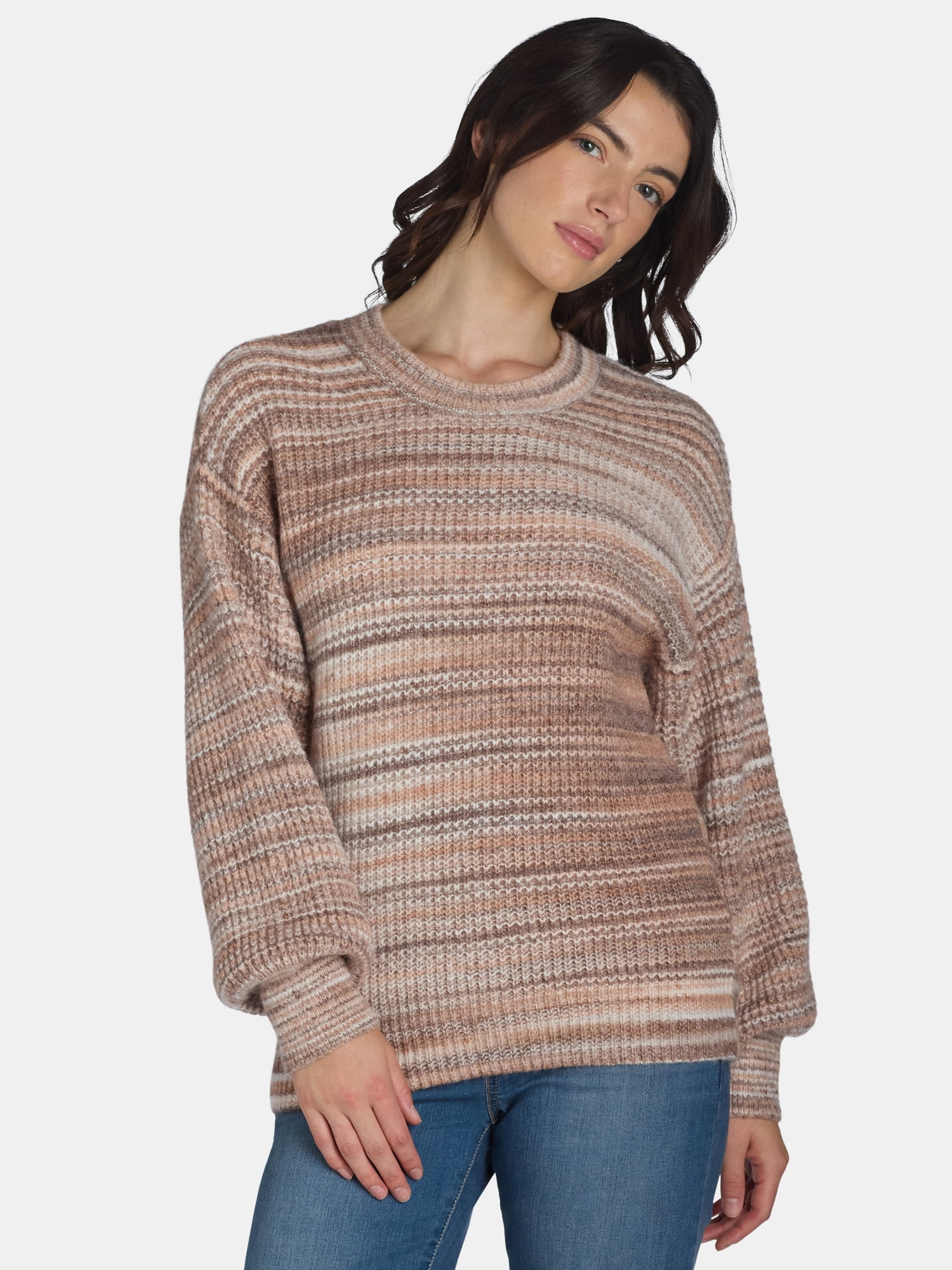 Time and Tru Women’s and Women's Plus Space Dyed Pullover Sweater ...