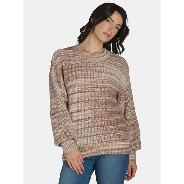 Time and Tru Women’s and Women's Plus Space Dyed Pullover Sweater ...