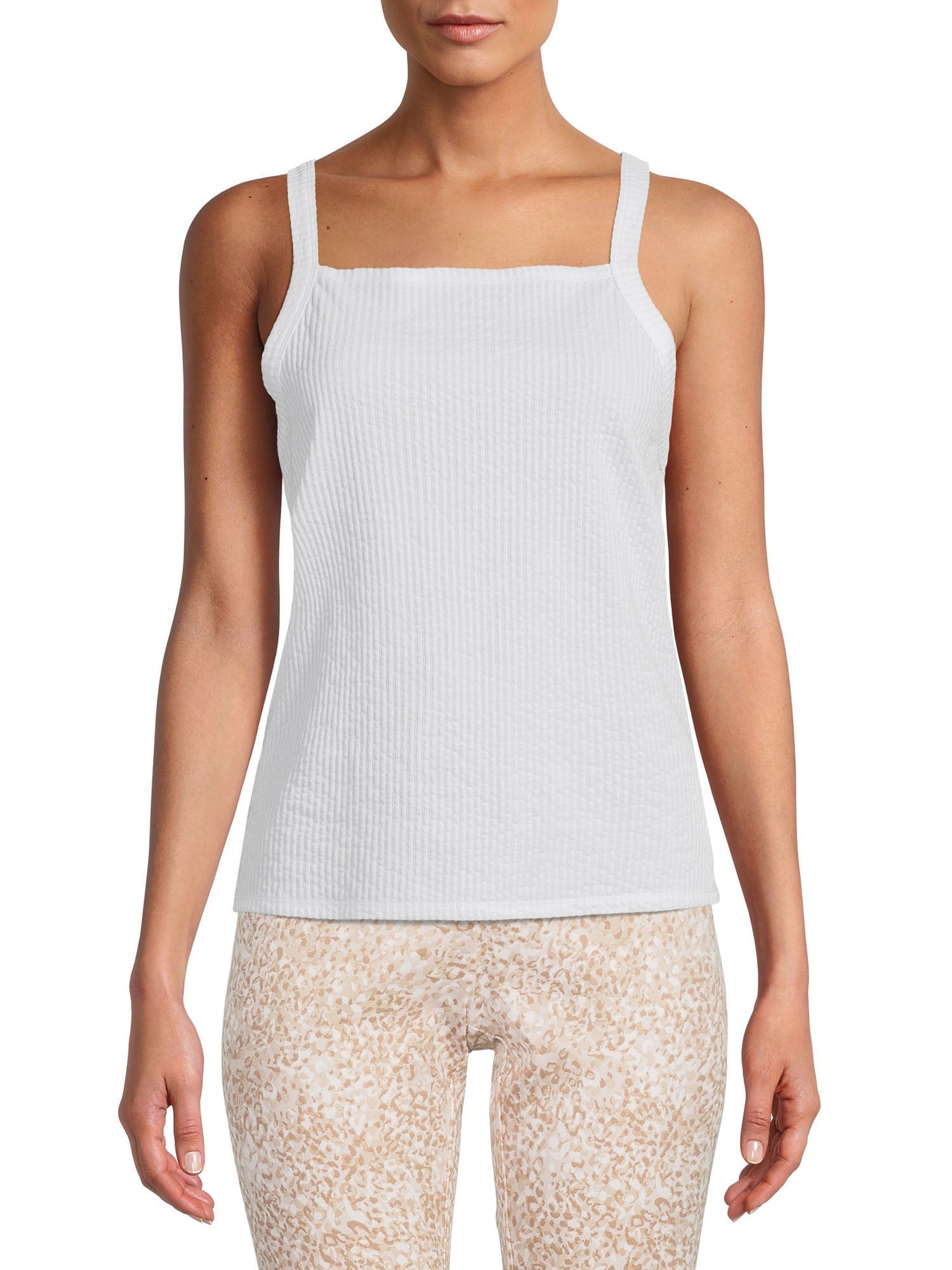 Time and Tru Square Neck Tank Top - Textured Fabric - Fit - Walmart.com