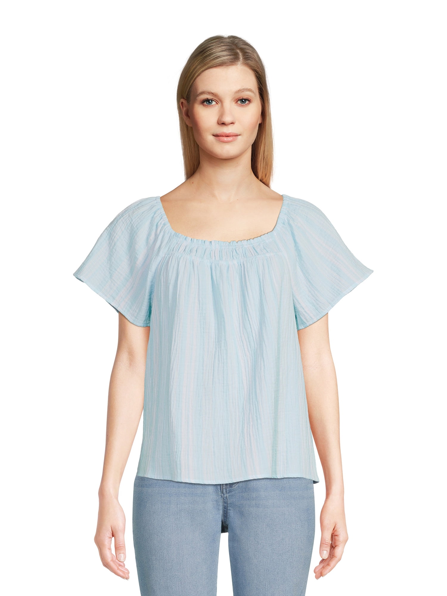 Time and Tru Women's Square Neck Top, Sizes XS-XXXL (Women's and Women ...