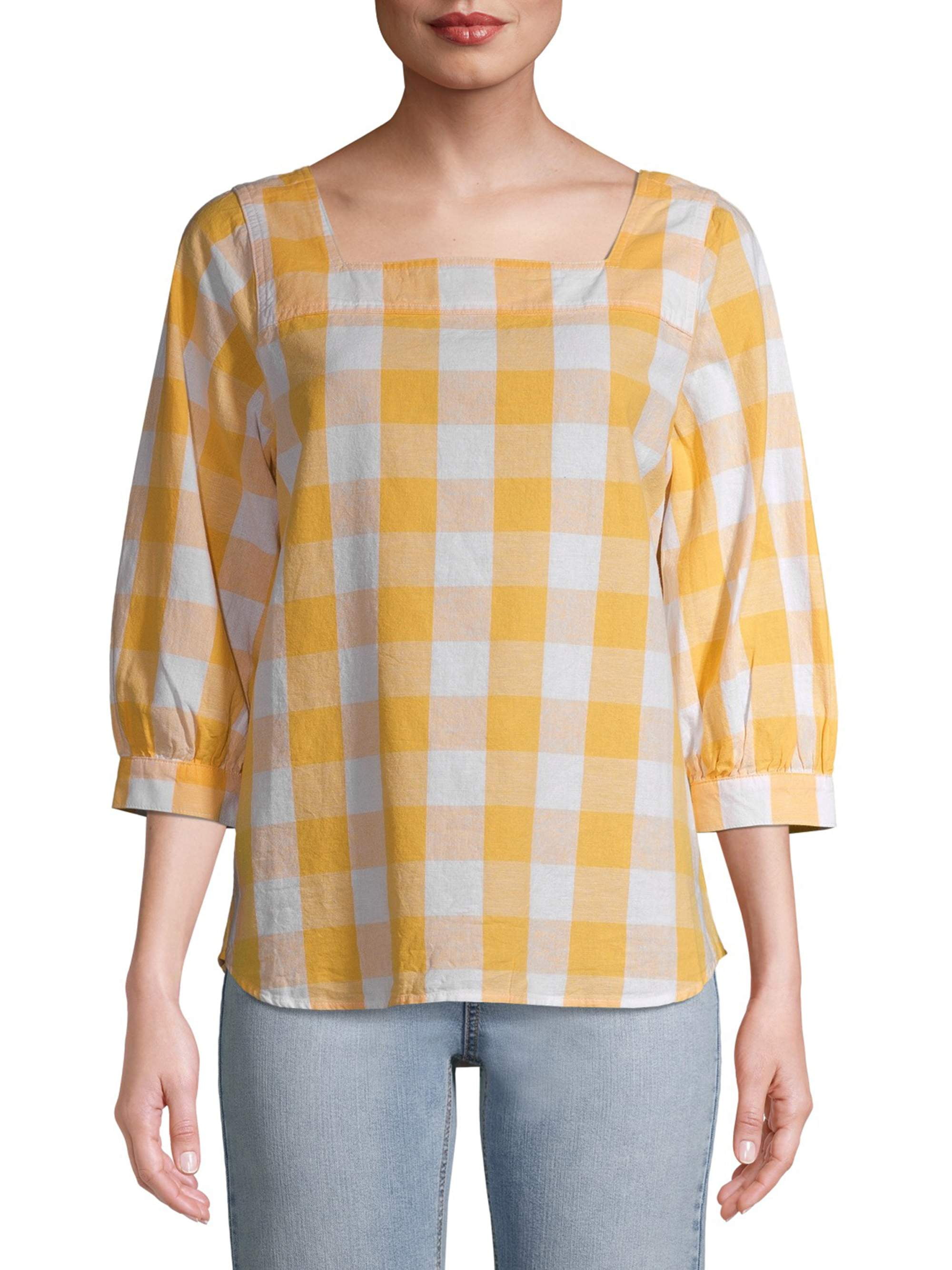 Time and Tru women's Square Neck Top - Relaxed Fit - Walmart.com
