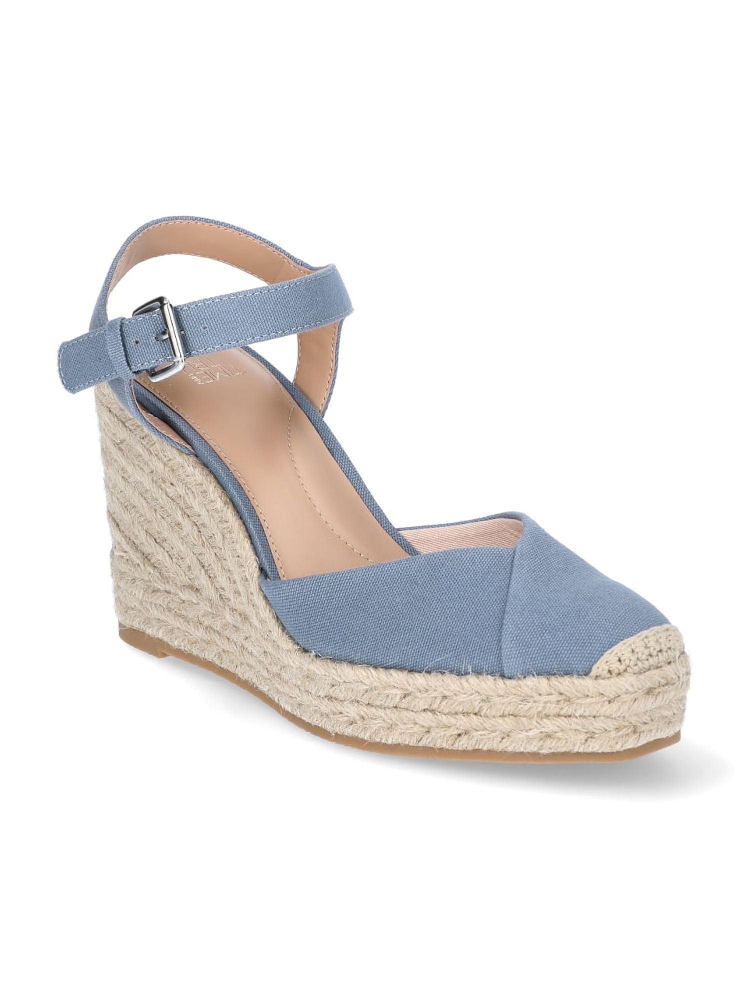 Time and Tru Women's Square Toe Espadrille Wedge Sandals - Walmart.com