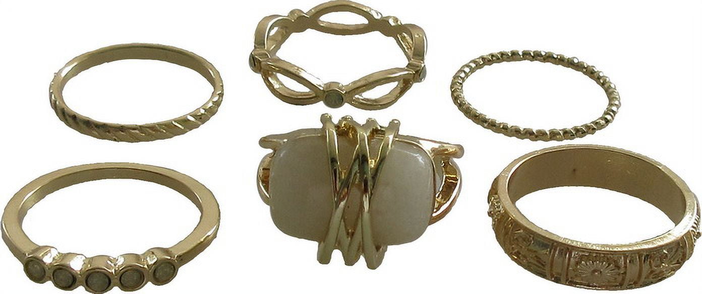 Time and Tru Women's Statement/Stone Stacking Ring Set Zinc Alloy Ring ...