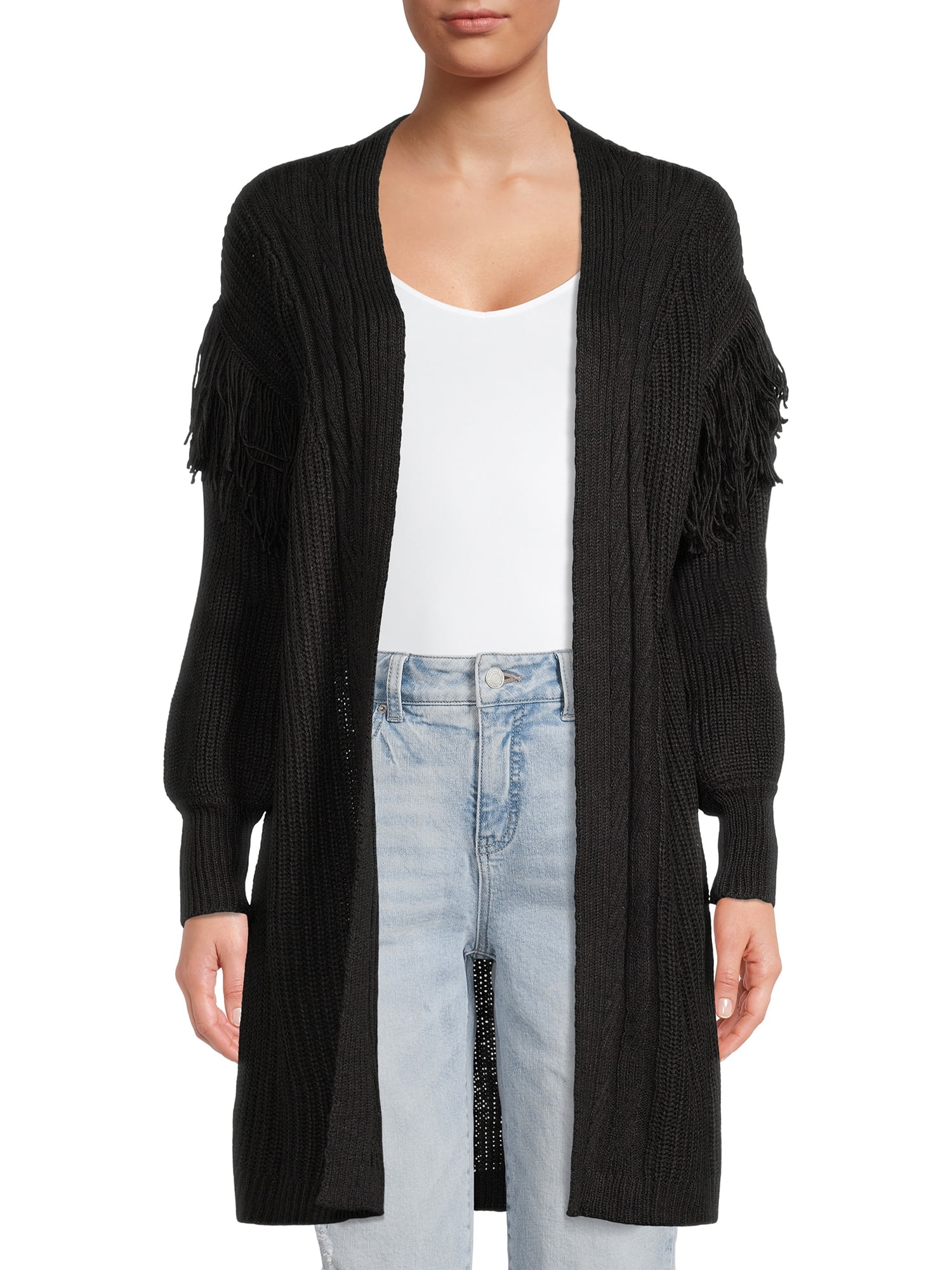 Time and Tru women's Fringe Cardigan - Cable Knit - Walmart.com
