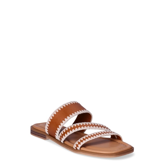 Time and Tru Women's Strappy Embroidered Sandals - Walmart.com