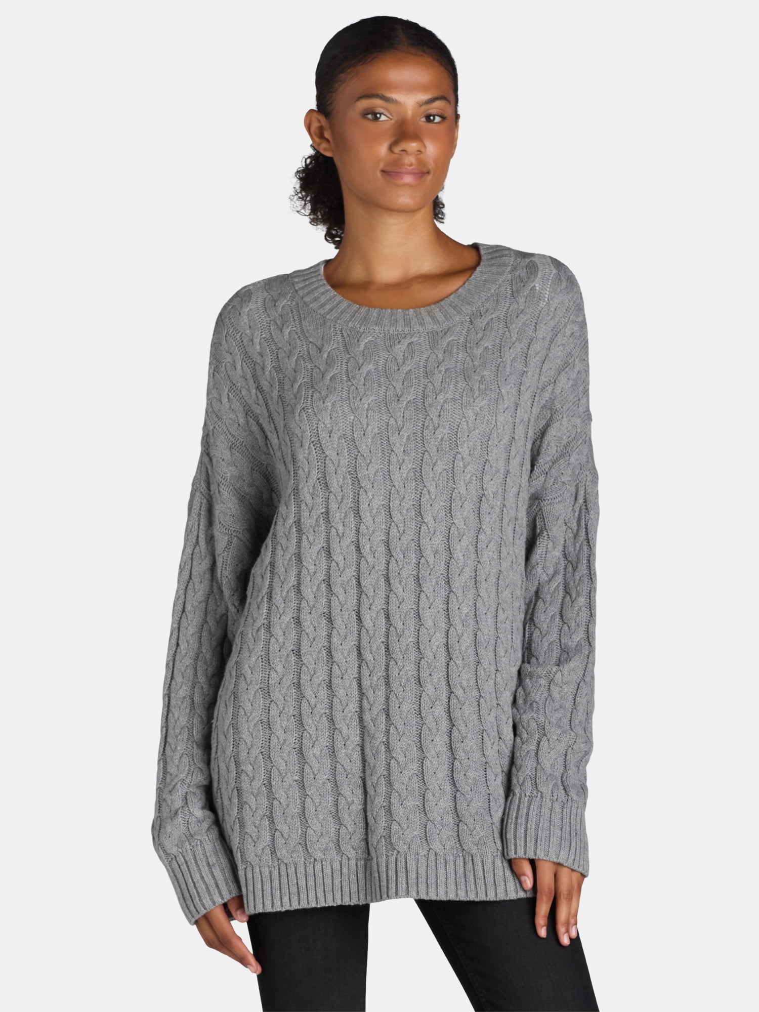 Time and Tru Women's and Women's Plus Stripe Crew Neck Pullover Sweater ...