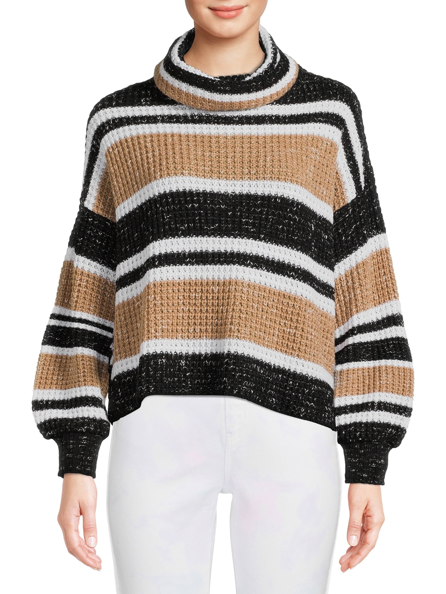 Time and Tru Women's Stripe Thermal Sweater - Walmart.com