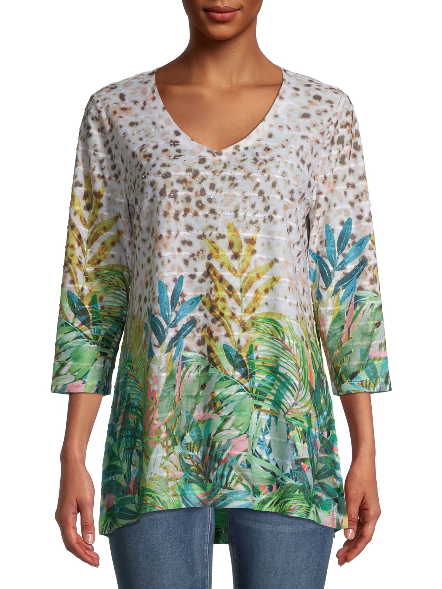Time and Tru Women's Sublimation Top with High-Low Hem - Walmart.com