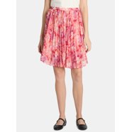 Time and Tru Woman's Cotton Eyelet Tiered Midi Skirt with Elastic ...