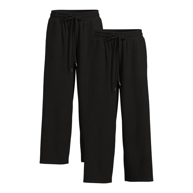 Time and Tru Women's Super Soft Hacci Cropped Wide-Leg Pants, 24 ...