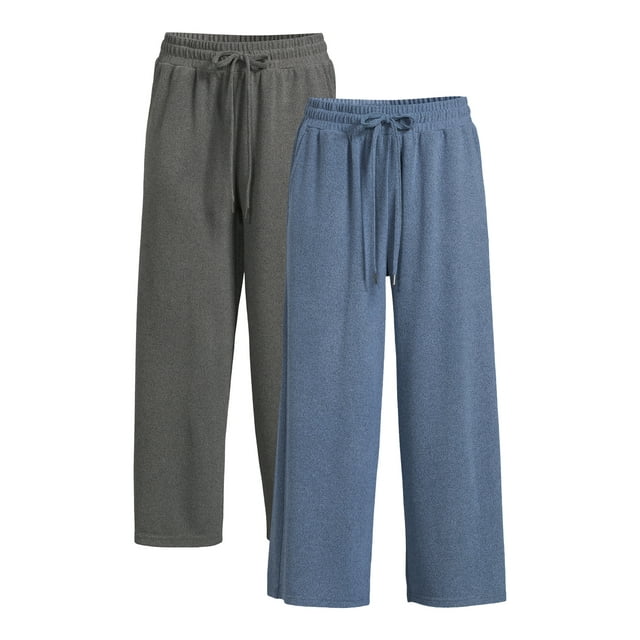 Time and Tru Women's Super Soft Hacci Cropped Wide-Leg Pants, 24 ...